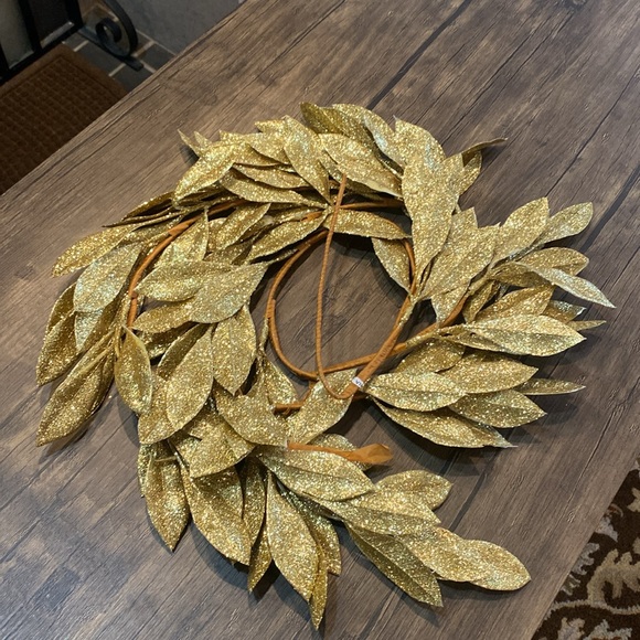 West Elm | Holiday | West Elm Gold Leaf Garland With Glitter | Poshmark